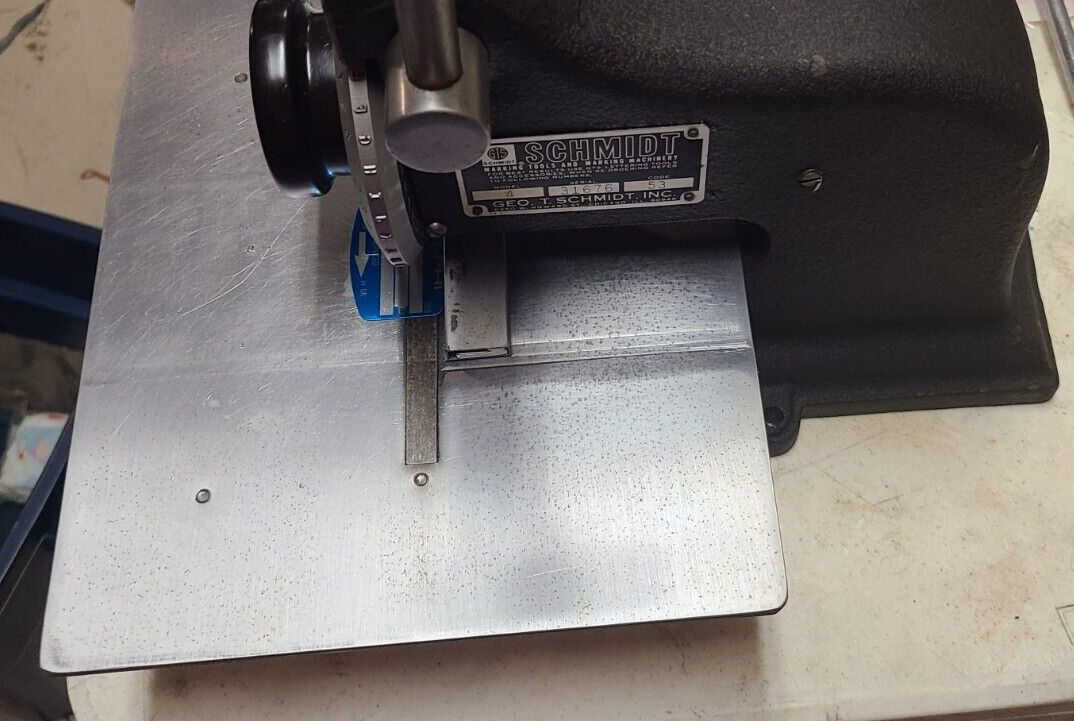SCHMIDT MODEL 4 MANUAL NAMEPLATE MARKING PRESS WITH ADDITIONAL CHARACT ...